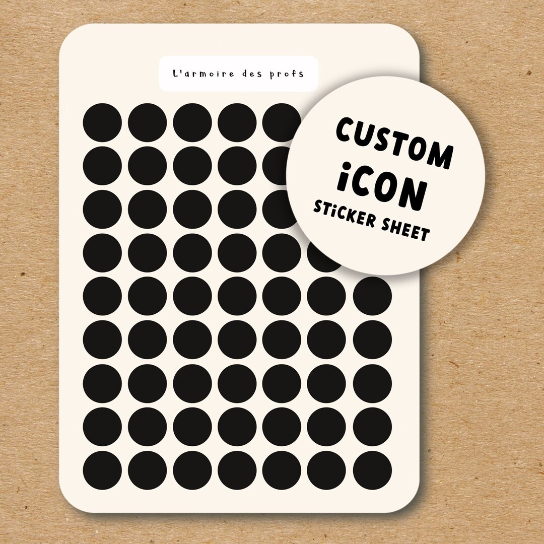 CUSTOM ICON Sticker Sheet / Custom Stickers for Planner / Custom ...