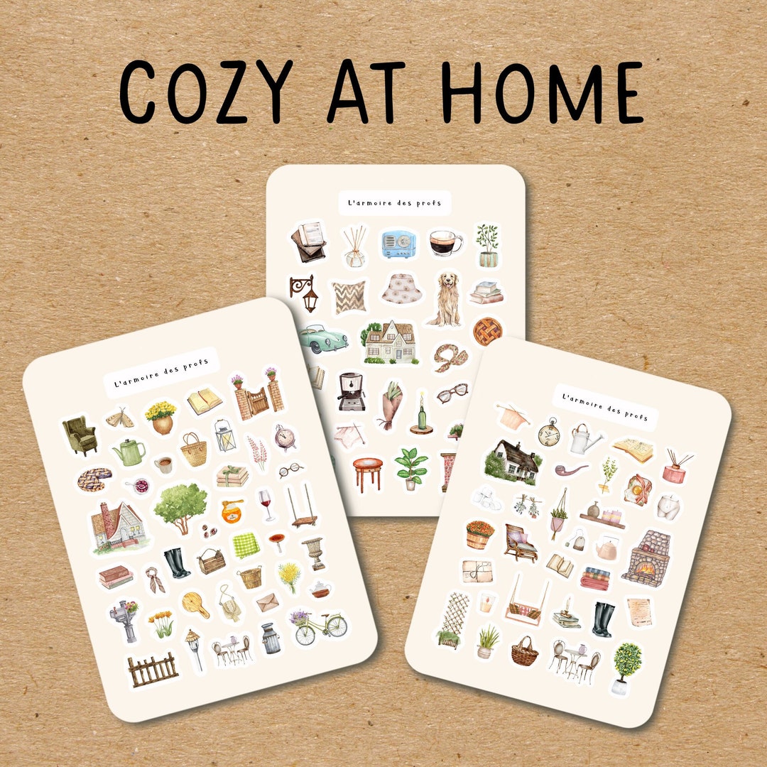 COZY Theme Sticker Sheet / Hygge Planner Stickers / Cozy at Home ...