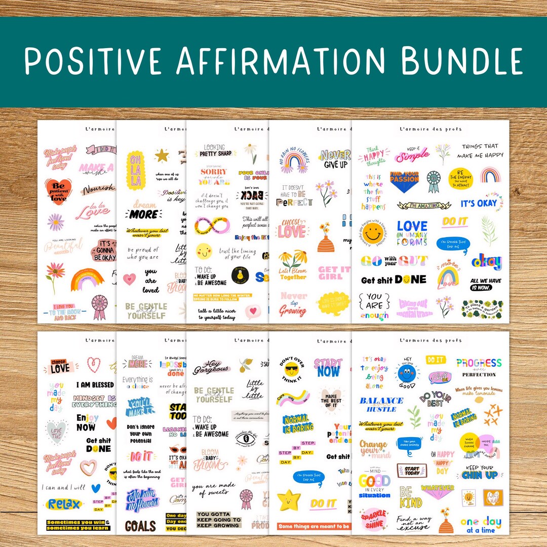 POSITIVE AFFIRMATION Theme Stickers Pack / Quotes Sticker Pack ...