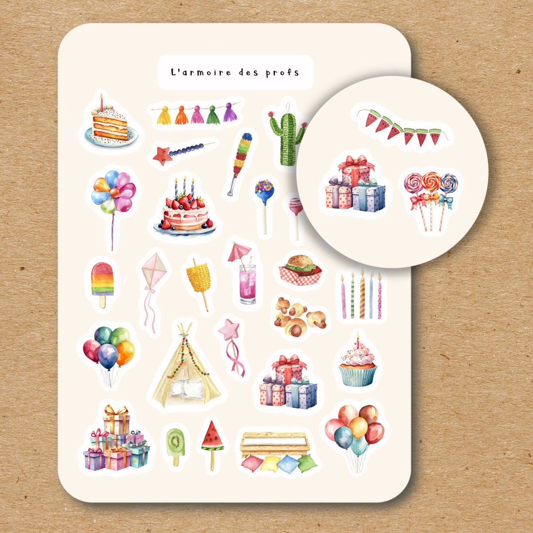 BIRTHDAY PARTY Theme Stickers for Planner / Birthday Planner Stickers ...