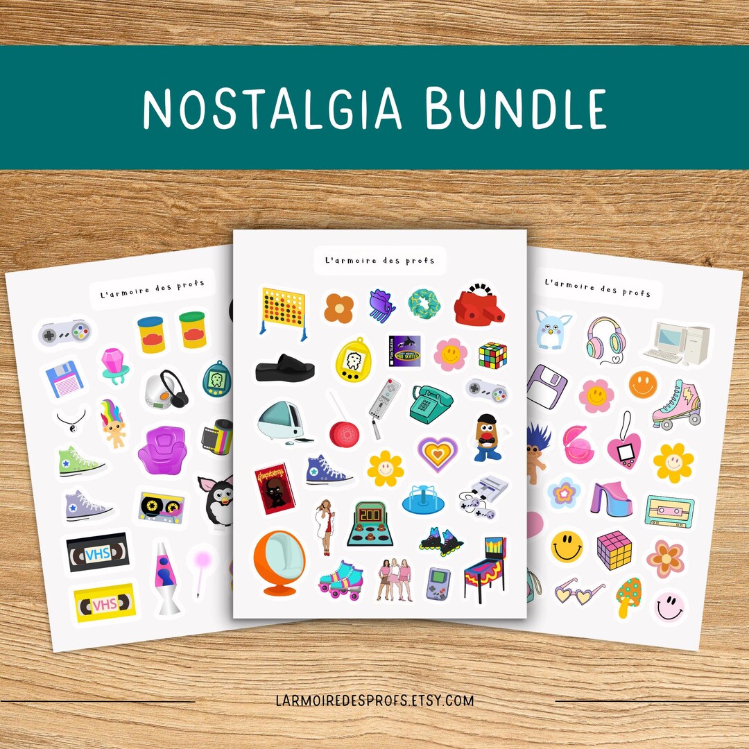NOSTALGIA Theme Sticker Sheet / 90s Stickers / Retro Sticker Pack - Etsy