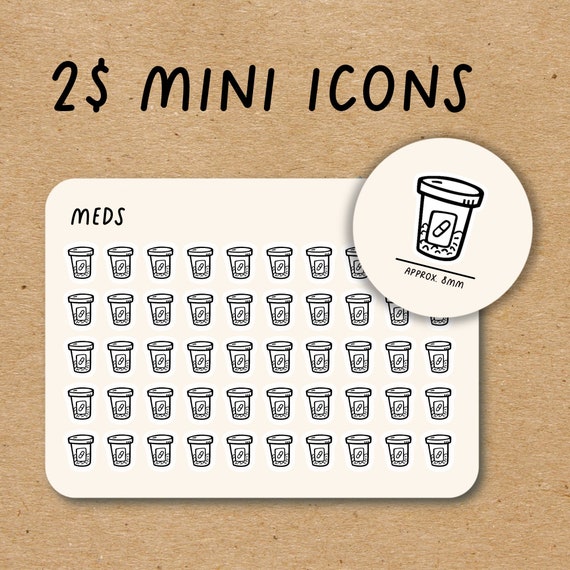 PILL Mini Icon Stickers for Planner / Prescription Icon | Etsy