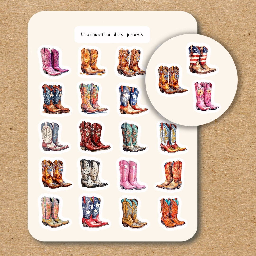 COWBOY BOOTS Stickers for Planner, Journal, Notebook, Western Planner ...