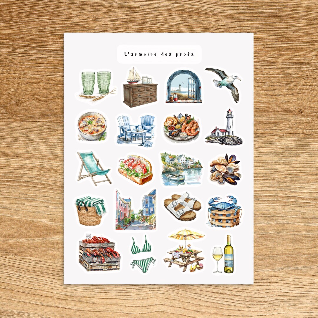 COASTAL Maritime Beach House Sticker Sheet, Cozy Summer Cottage Sticker ...