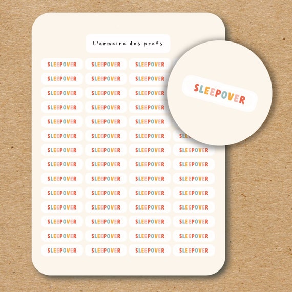 SLEEPOVER Text Stickers / Script Sticker Sheet / Custom Text | Etsy