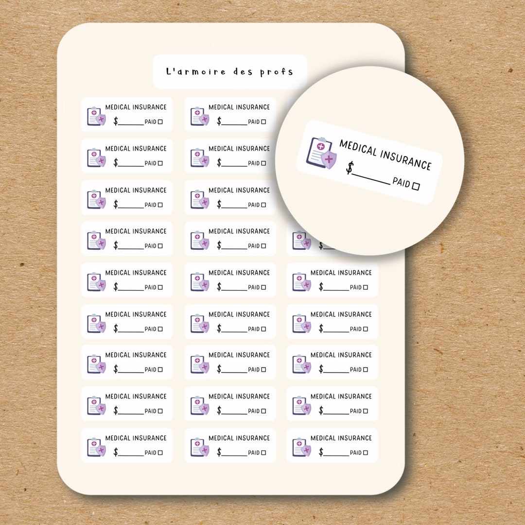 MEDICAL INSURANCE Budget Planner Stickers, Expense Finance Tracker ...