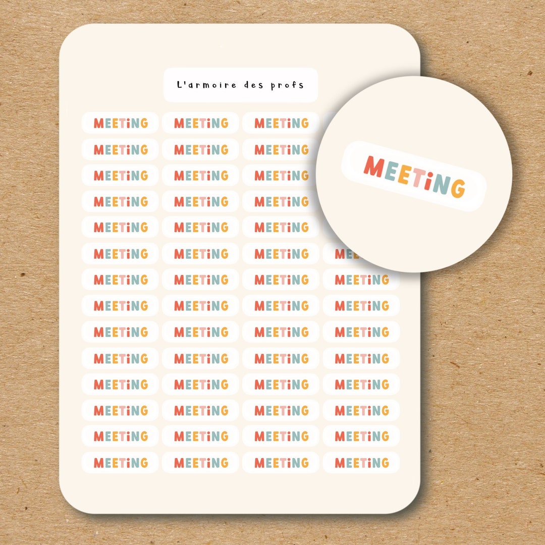MEETING Text Stickers / Script Sticker Sheet / Custom Text Stickers - Etsy
