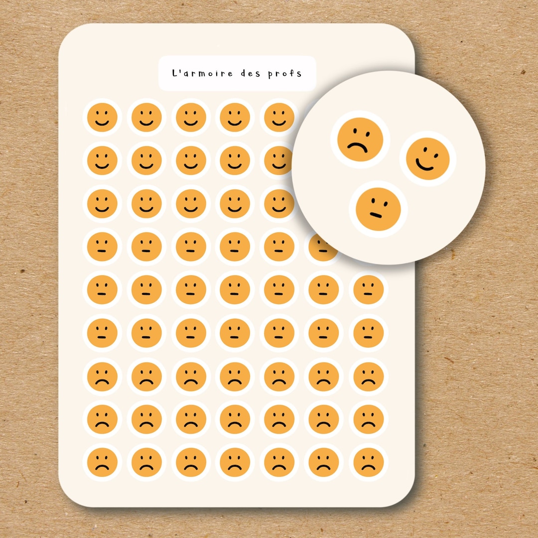 SMILEY FACE Icon Sticker Sheet / Mood Planner Stickers - Etsy