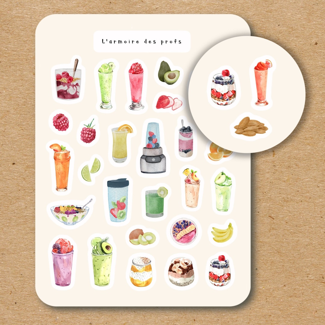SMOOTHIE Sticker Sheet / Food Sticker Sheet / Breakfast Planner ...
