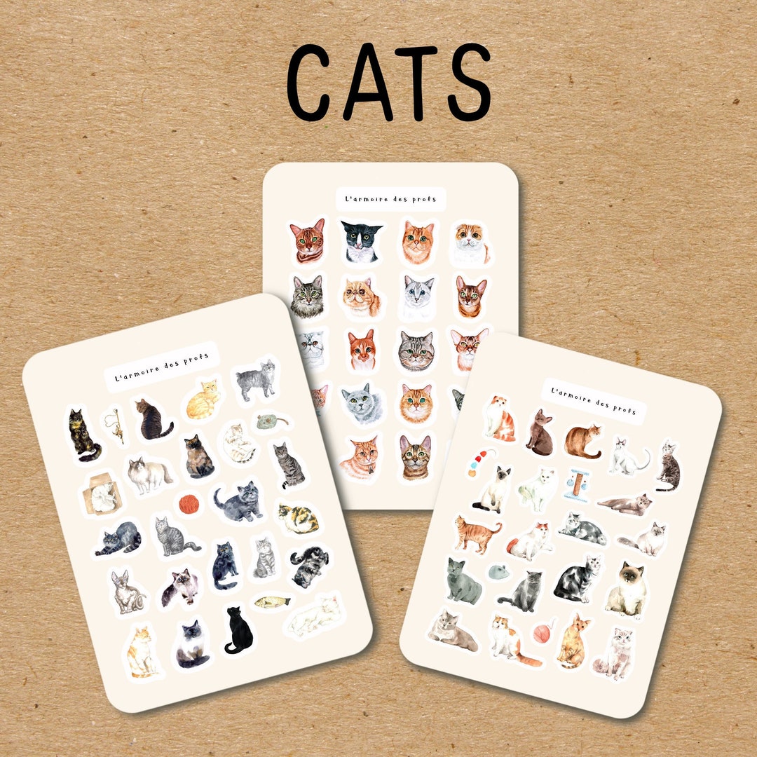 CATS Theme Sticker Sheet / Animals Sticker Pack / Cat Mom Stickers for ...