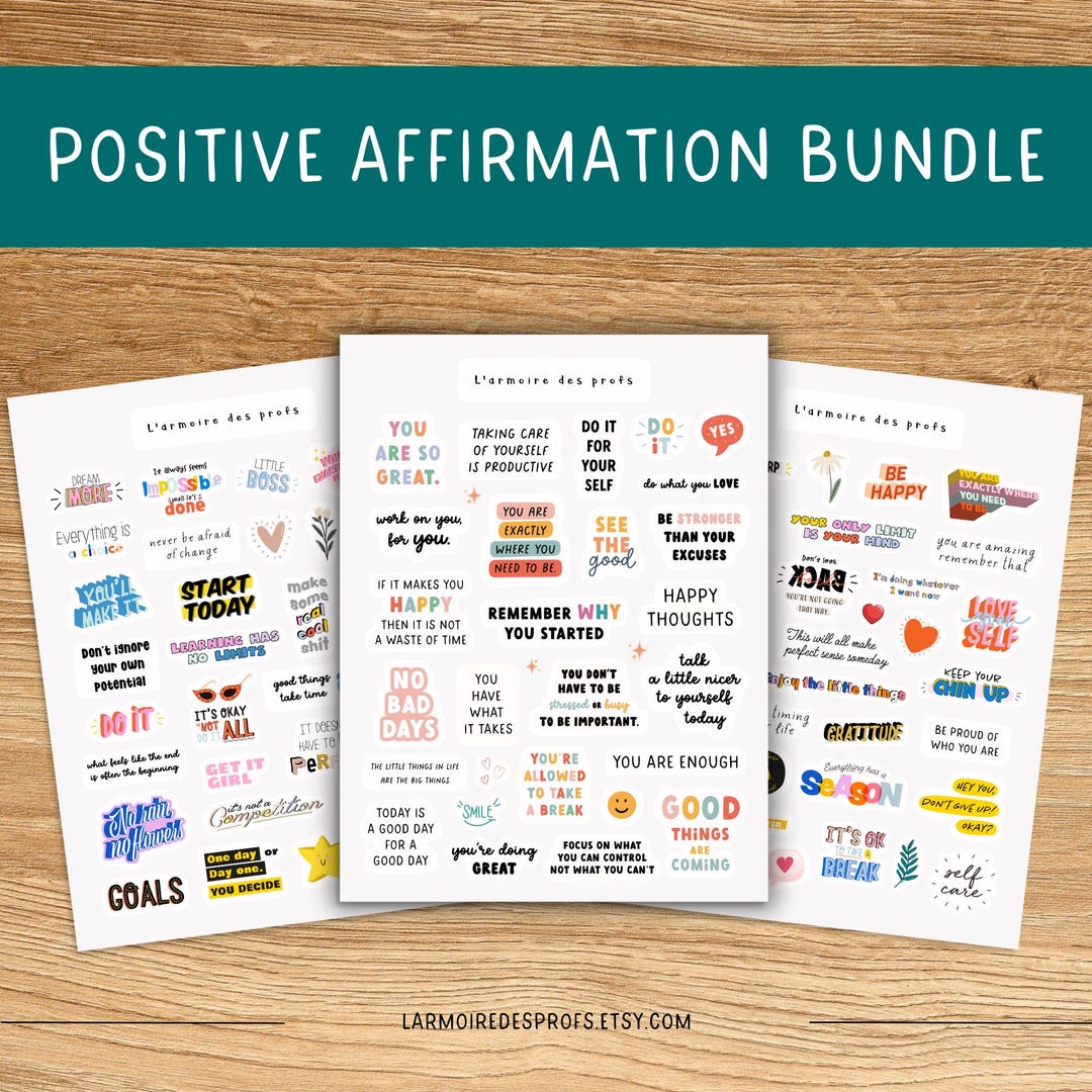 POSITIVE AFFIRMATION Theme Sticker Sheet / Quotes Sticker Pack ...