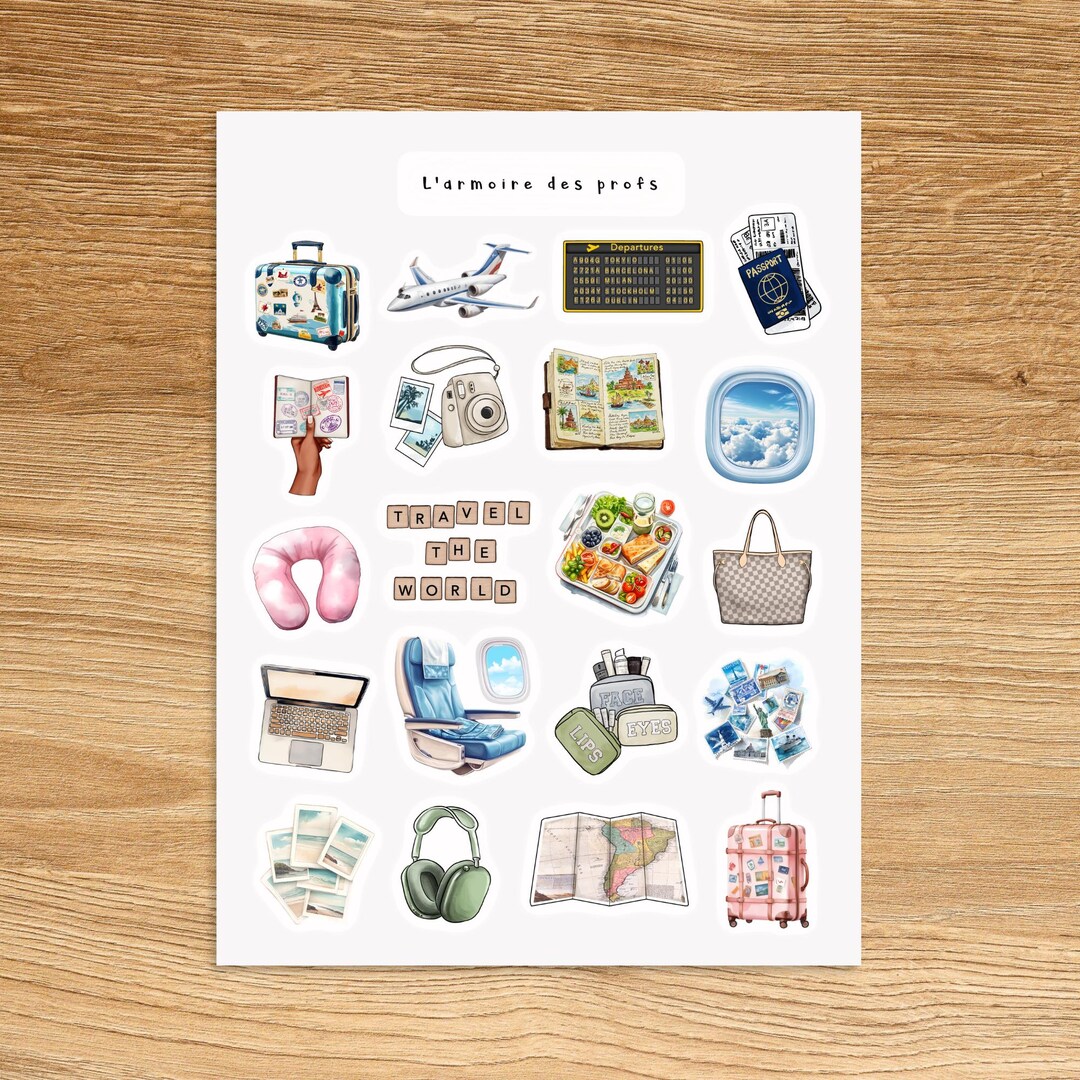 TRAVEL Sticker Sheet / Vacation Planner Stickers / Junk Journal ...