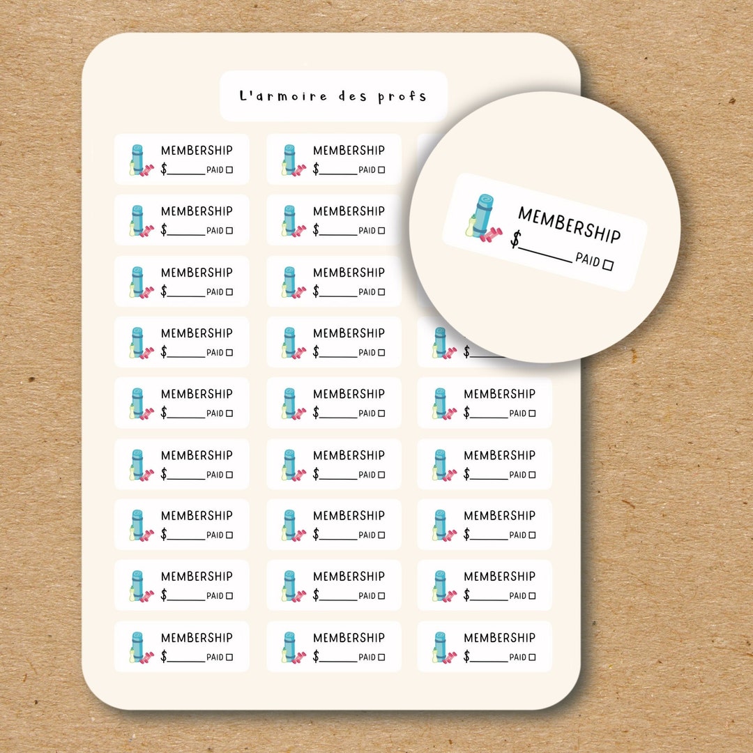 MEMBERSHIP Stickers for Budget Planner / Membership Payment Finance ...