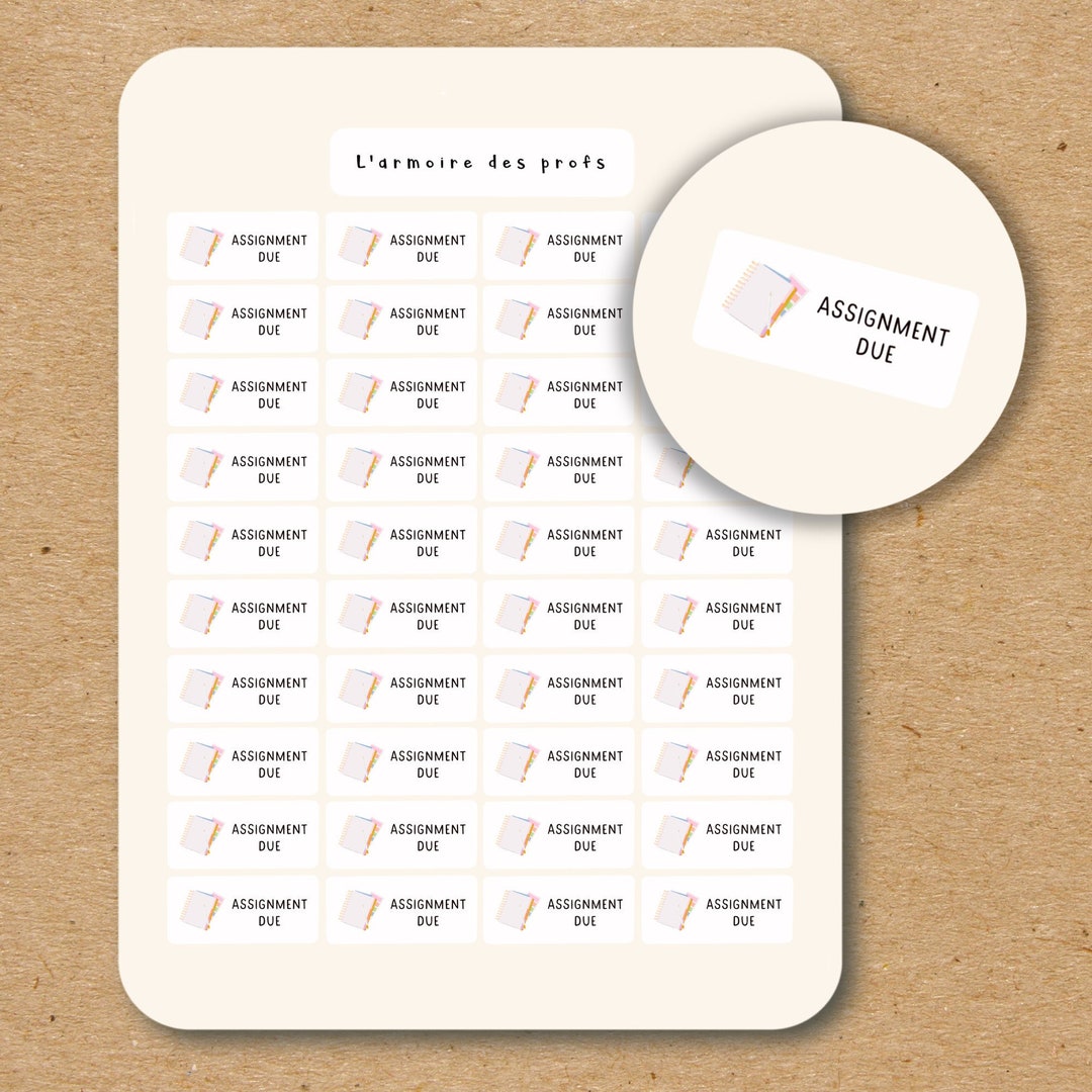 ASSIGNMENT DUE Stickers for Teacher and Student Planner / School ...