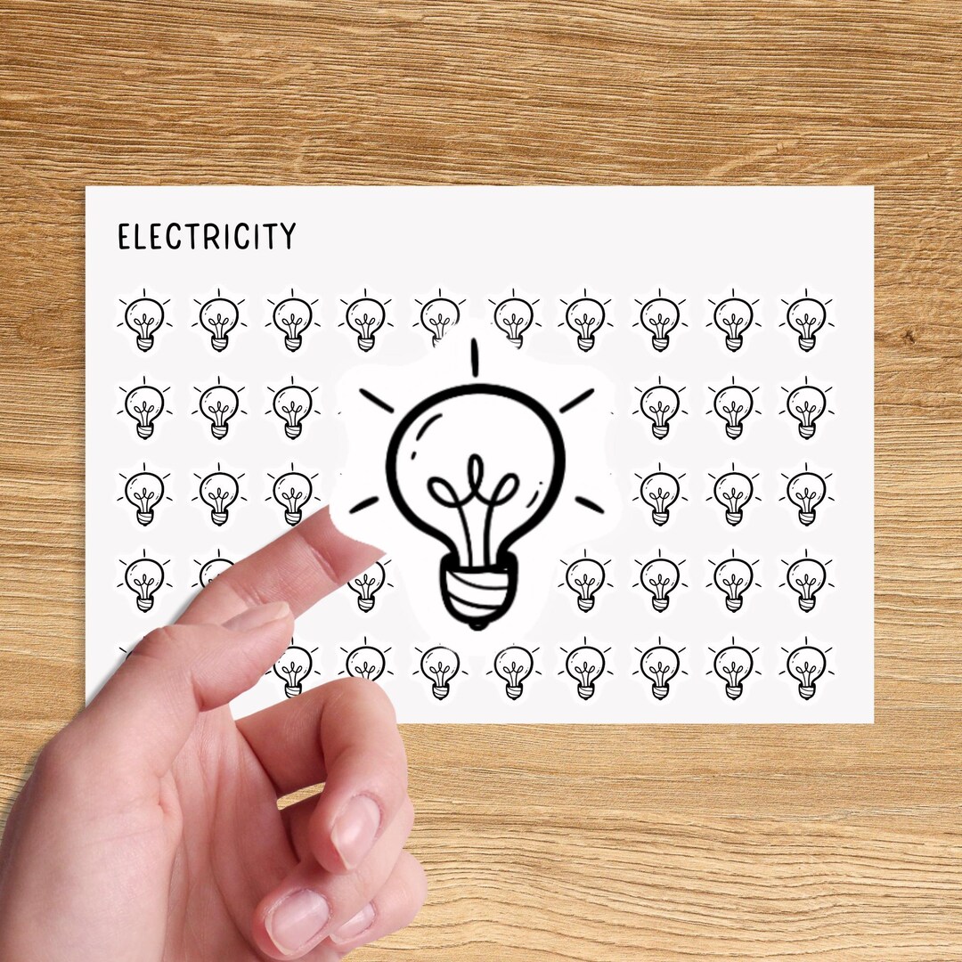 ELECTRICITY Mini Icon Stickers for Planner / Bill Due Budget Icon ...