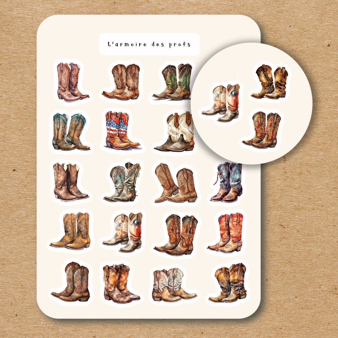 COWBOY BOOTS Stickers for Planner, Journal, Notebook, Western Planner ...