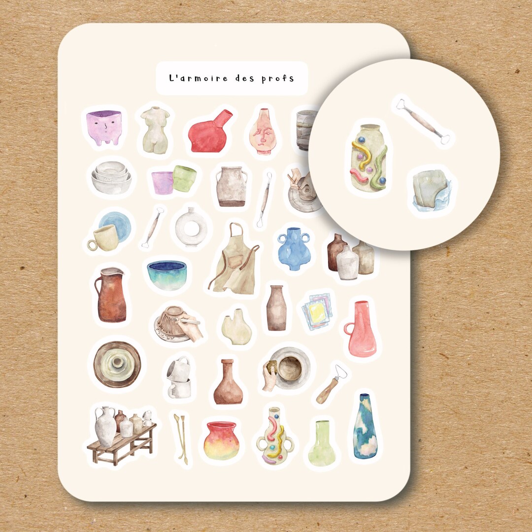 POTTERY Theme Sticker Sheet / Clay and Ceramic Sculpting / Vase Planner ...