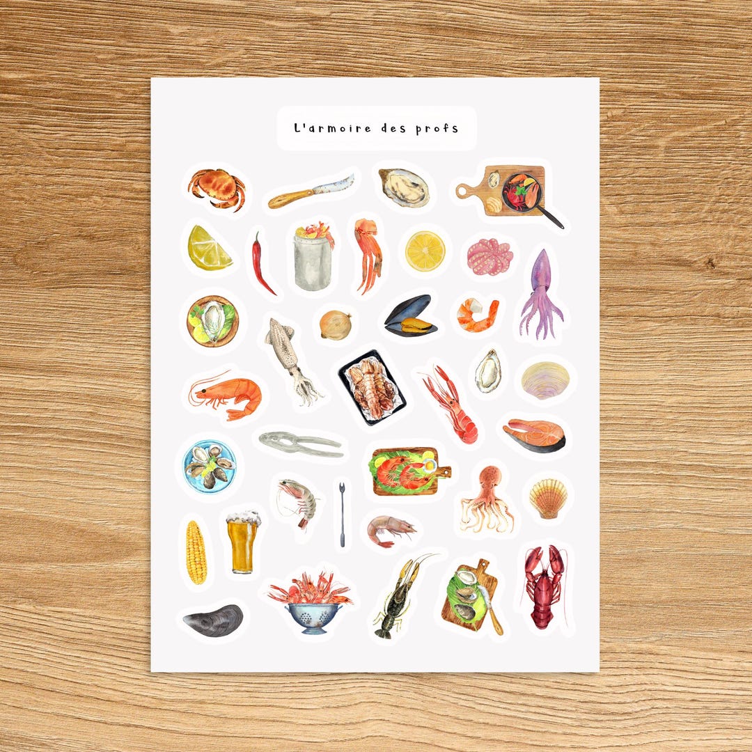 SEAFOOD Stickers for Planners Journals Scrapbooking and Notebooks ...