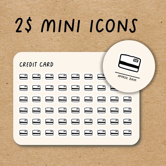 CREDIT CARD Mini Icon Stickers / Minimalist Budget Stickers - Etsy