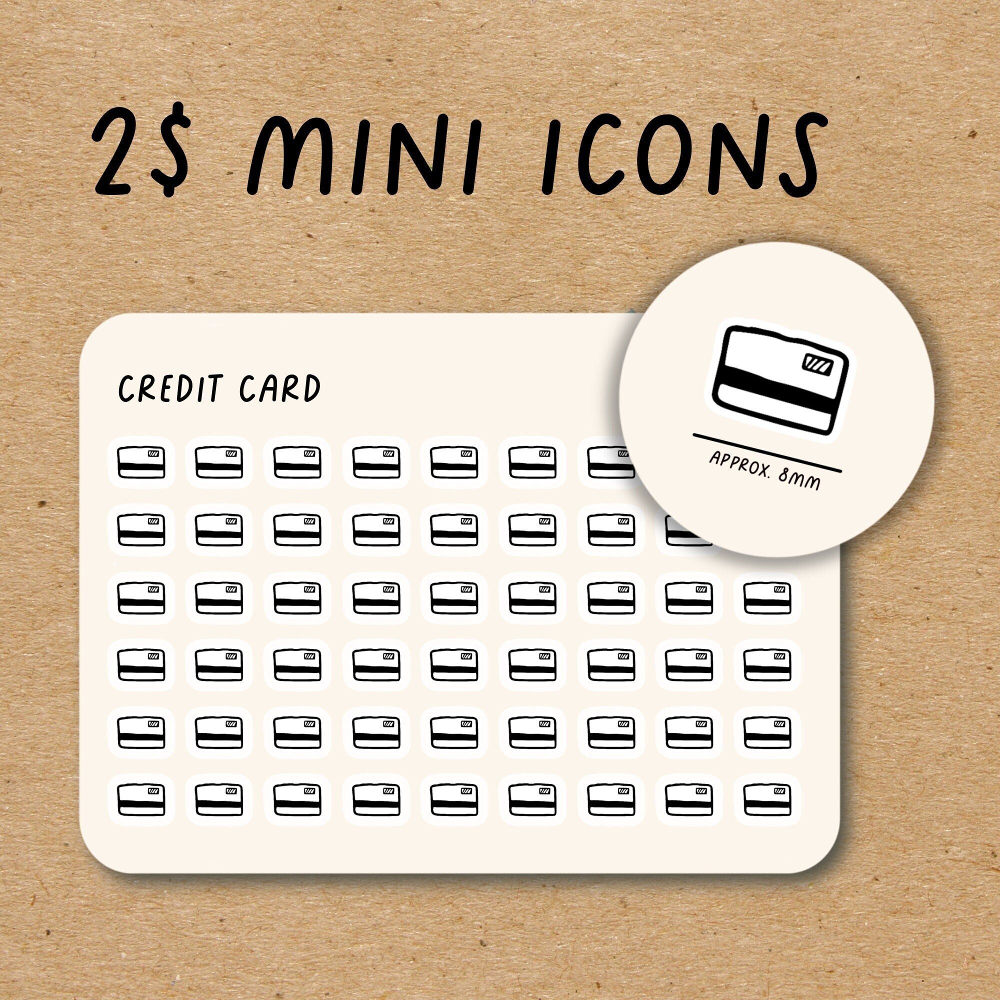 CREDIT CARD Mini Icon Stickers / Minimalist Budget Stickers - Etsy