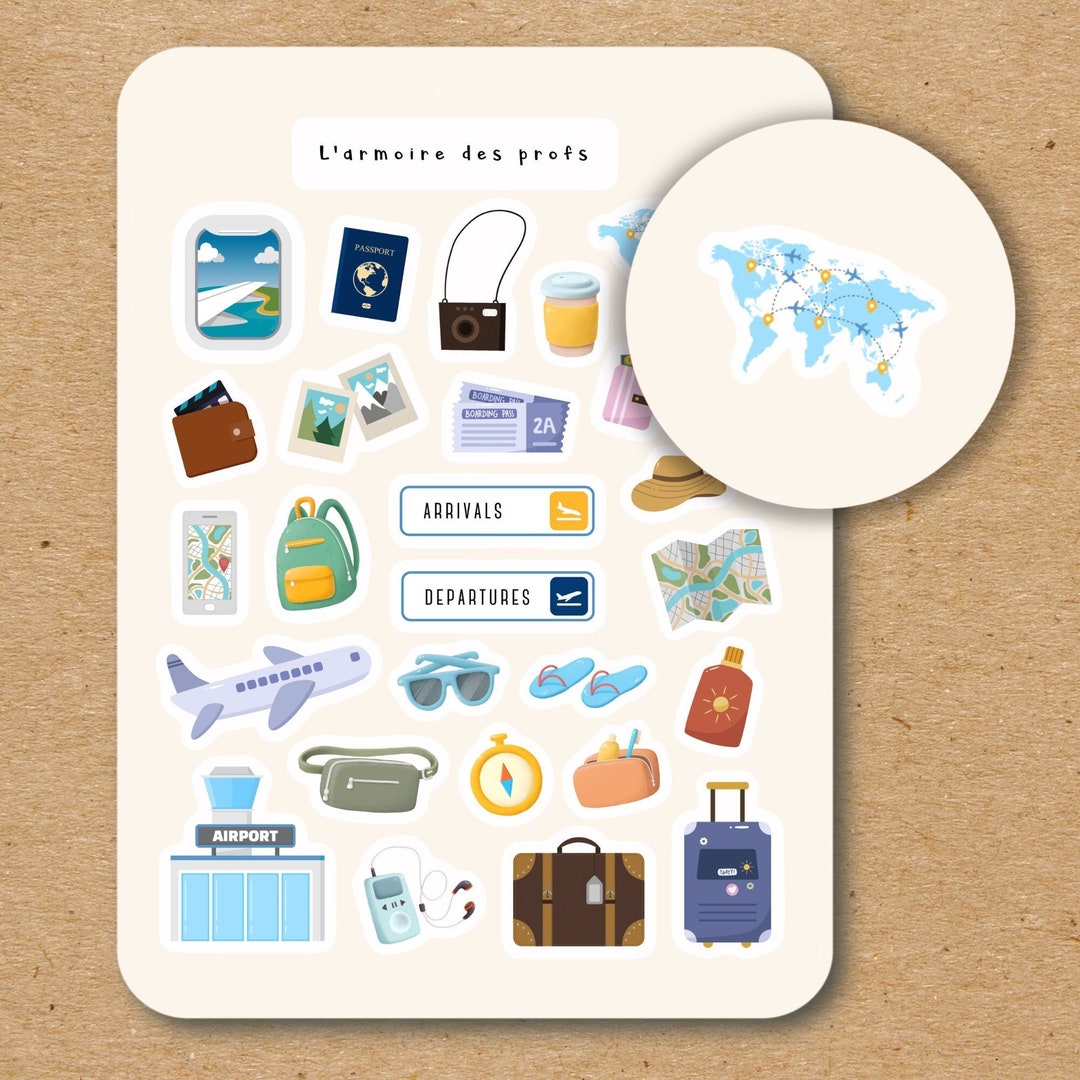 TRAVEL Sticker Sheet / Vacation Planner Stickers / Planner & Journal ...