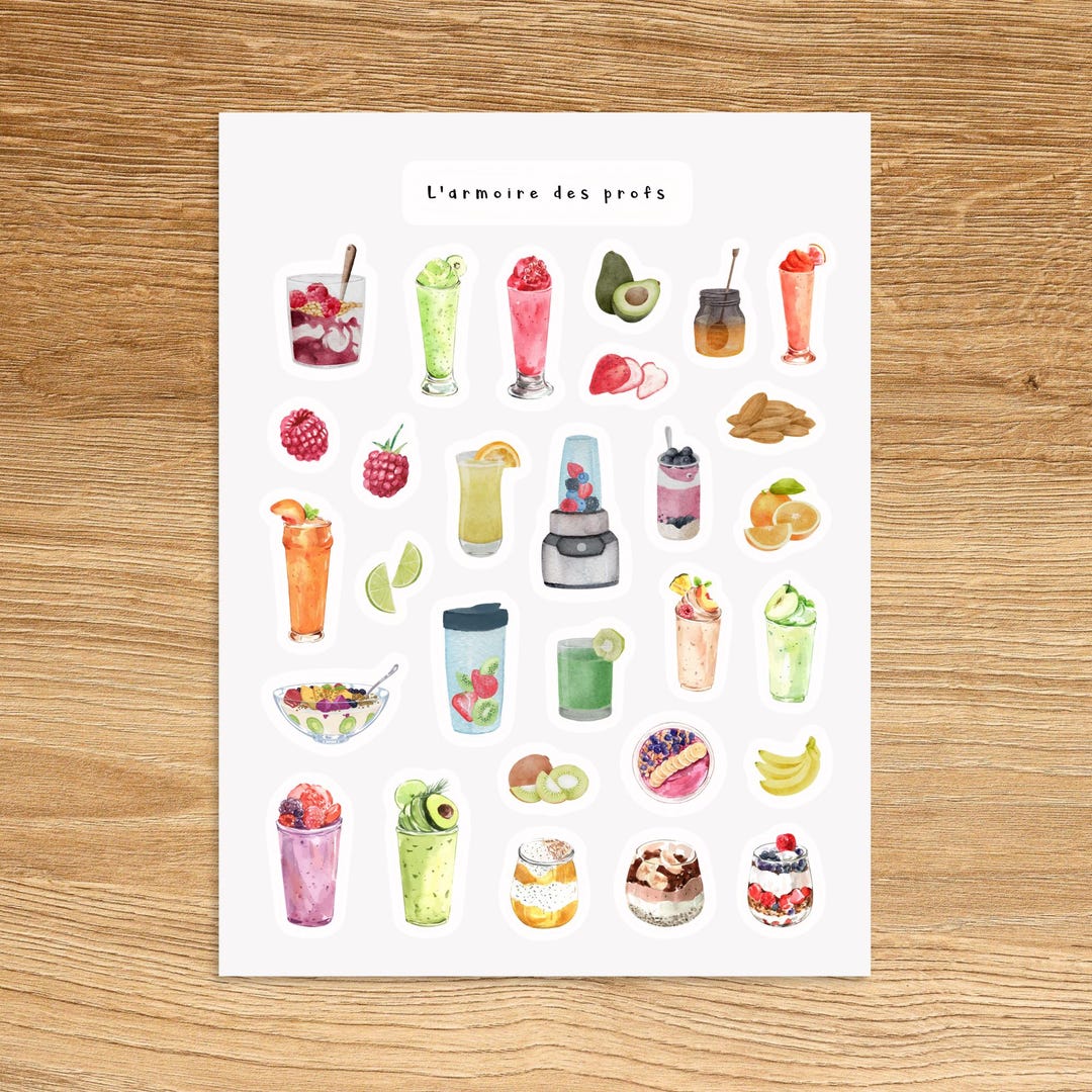 SMOOTHIE Sticker Sheet / Food Sticker Sheet / Breakfast Planner ...