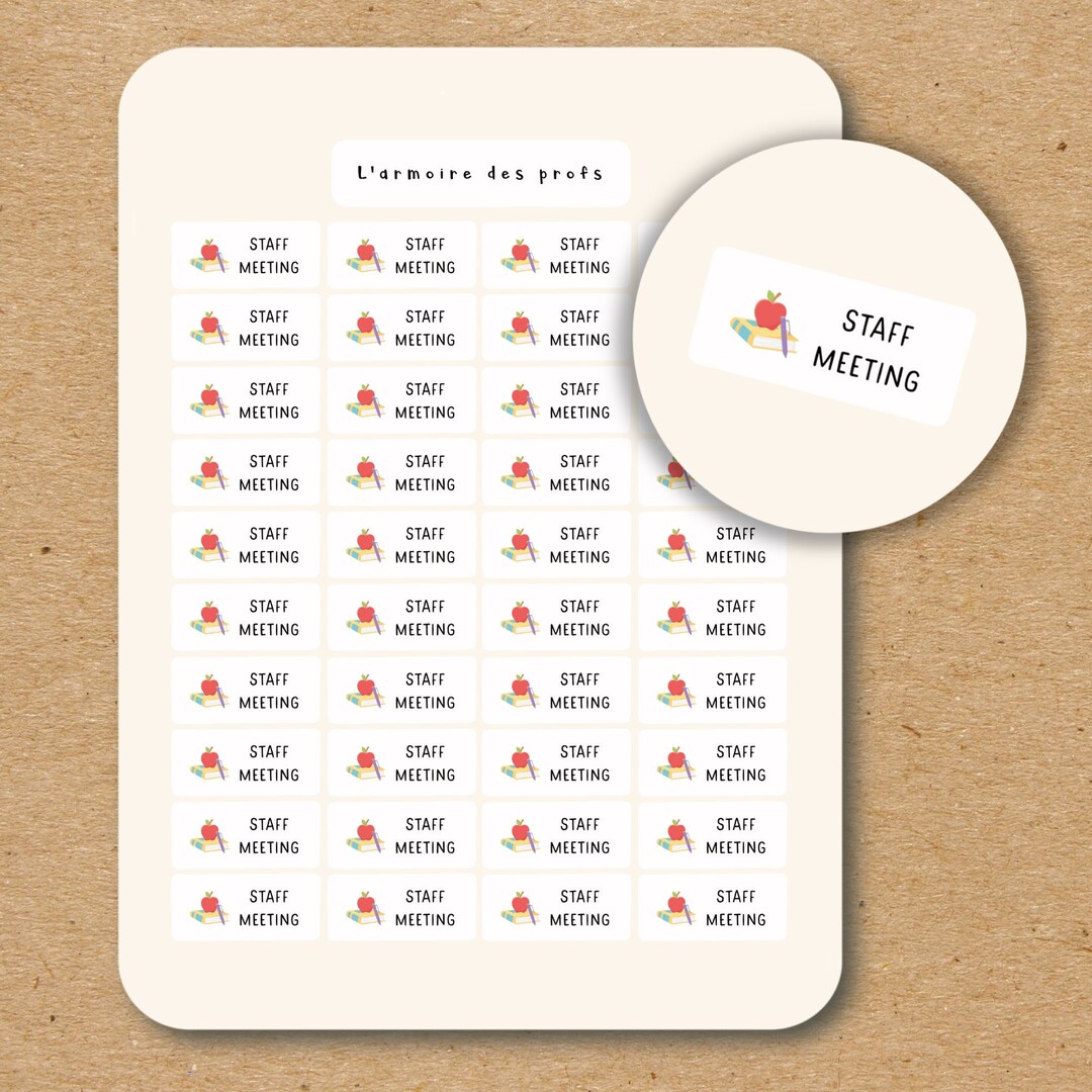 STAFF MEETING Stickers for Teacher and Student Planner / School Planner ...