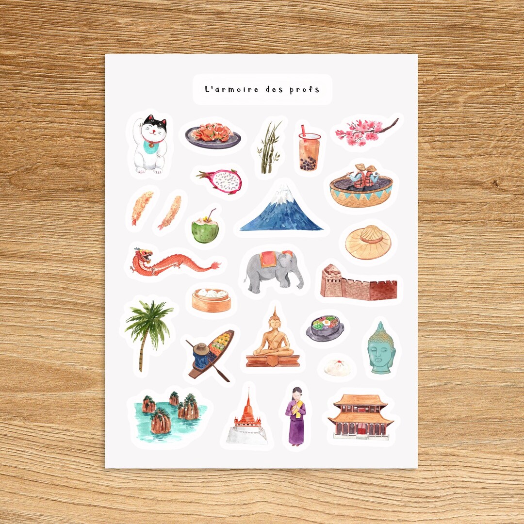 ASIA Stickers for Planners Journals and Notebooks, Travel Vacation ...