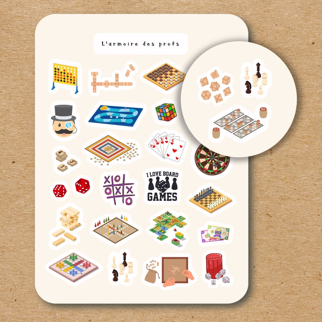 BOARD GAME Stickers for Planners Journals Scrapbooking and Notebooks ...