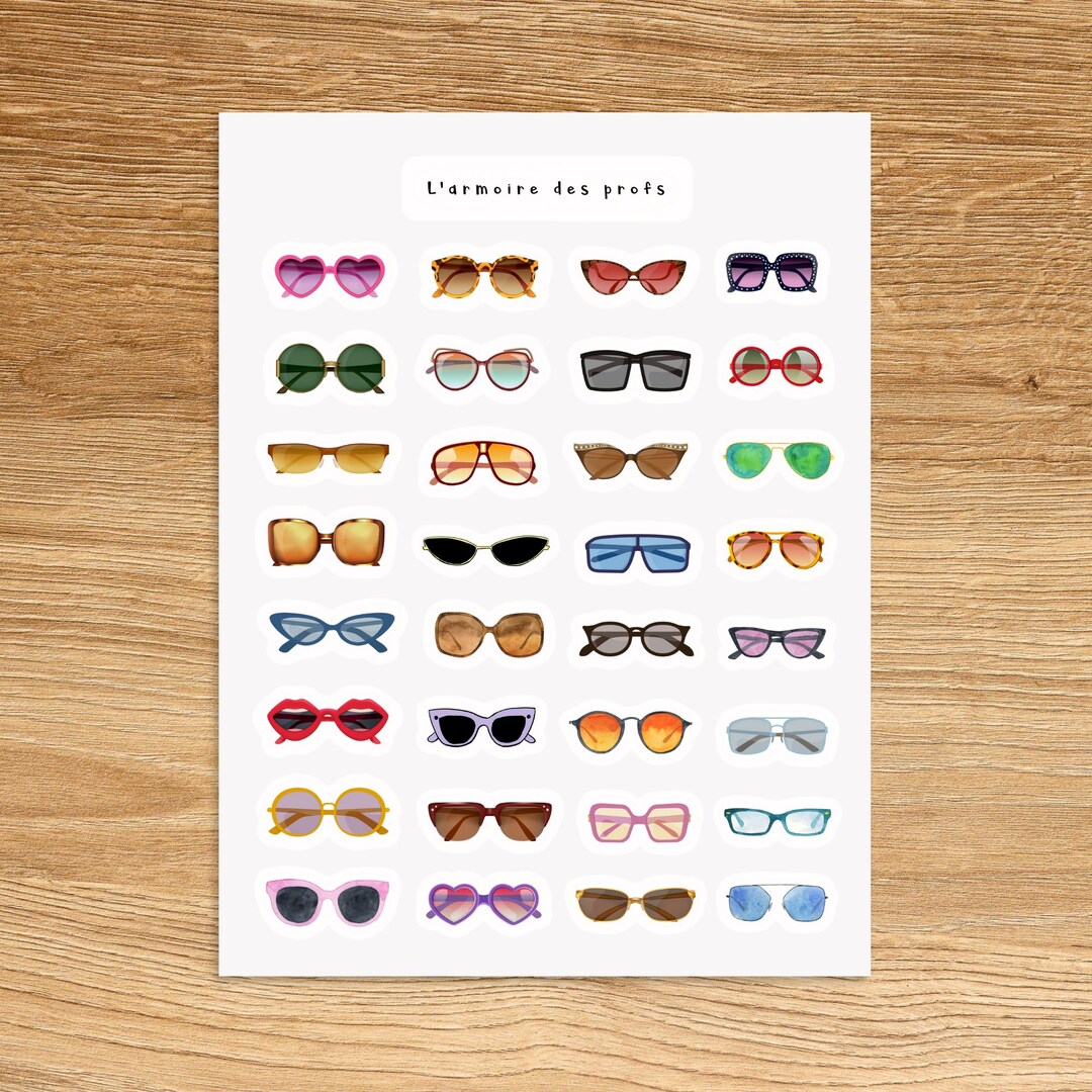SUNGLASSES Stickers for Planners Journals Scrapbooking and Notebooks ...