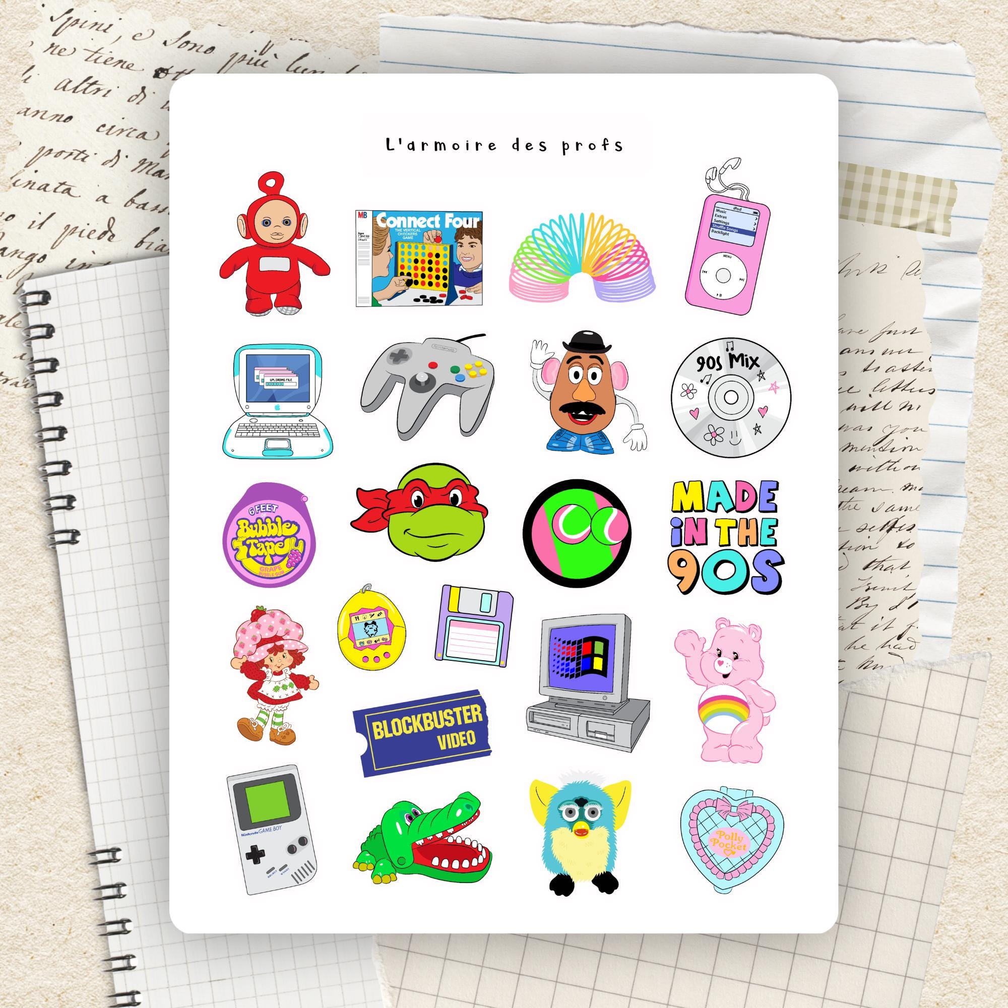 Y2K 90s 2000s Millennial Planner Stickers, Retro Cartoon Planner ...