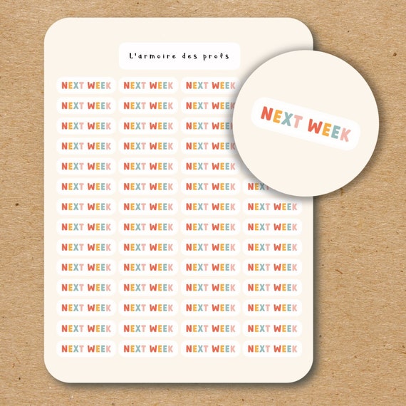 NEXT WEEK Text Stickers / Script Sticker Sheet / Custom Text | Etsy