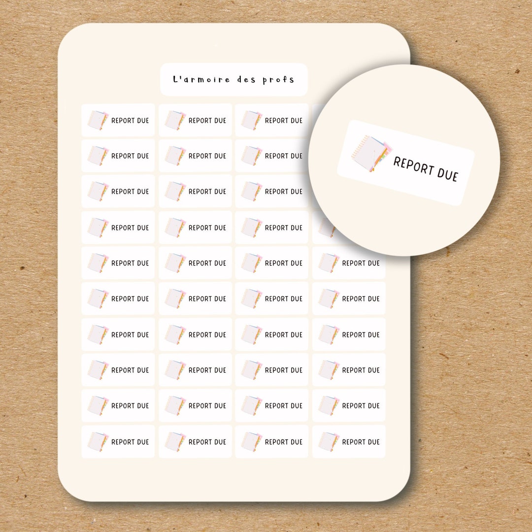 REPORT DUE Stickers for Teacher and Student Planner / School Planner ...