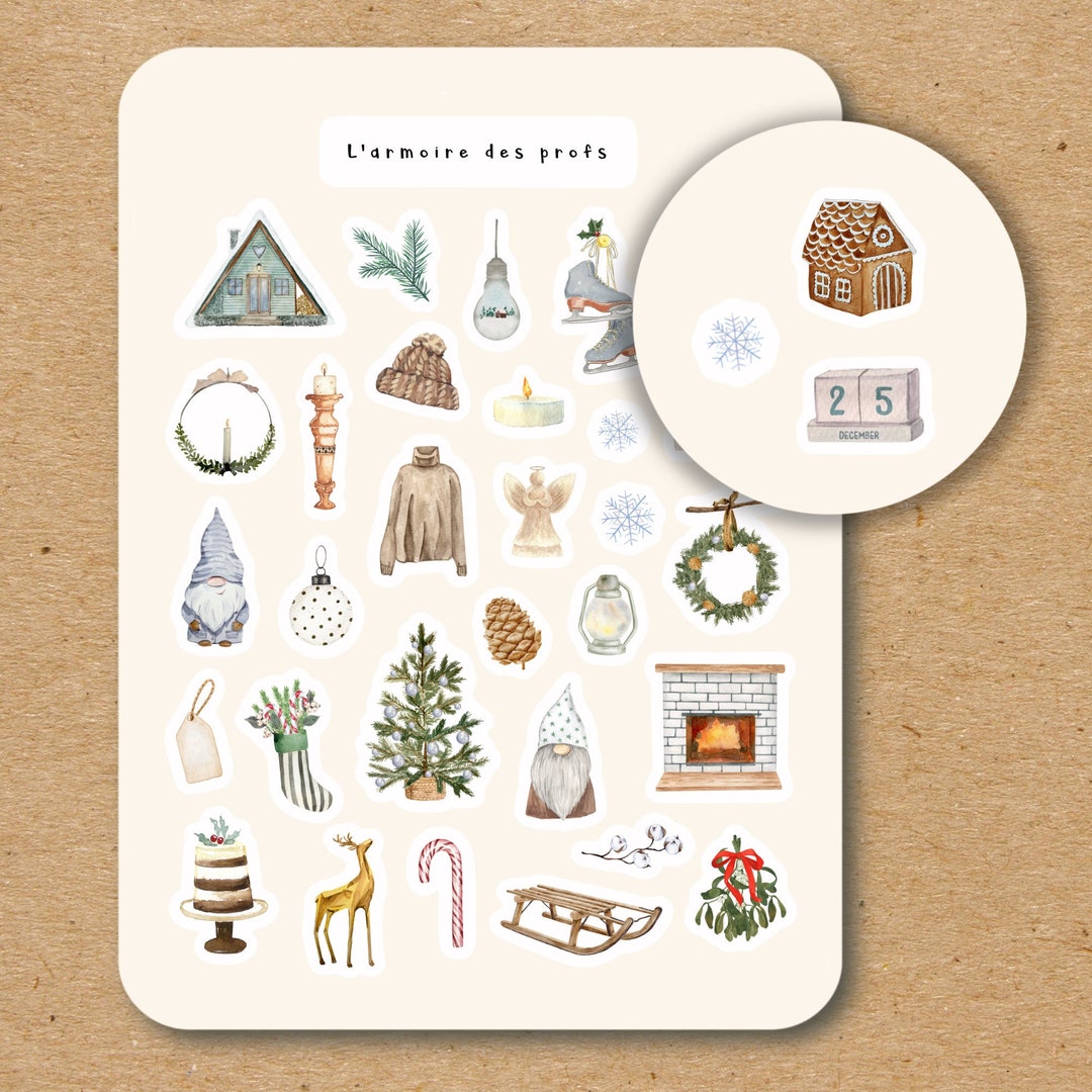 CHRISTMAS Theme Sticker Sheet / Holiday Planner Stickers / Cozy Sticker ...