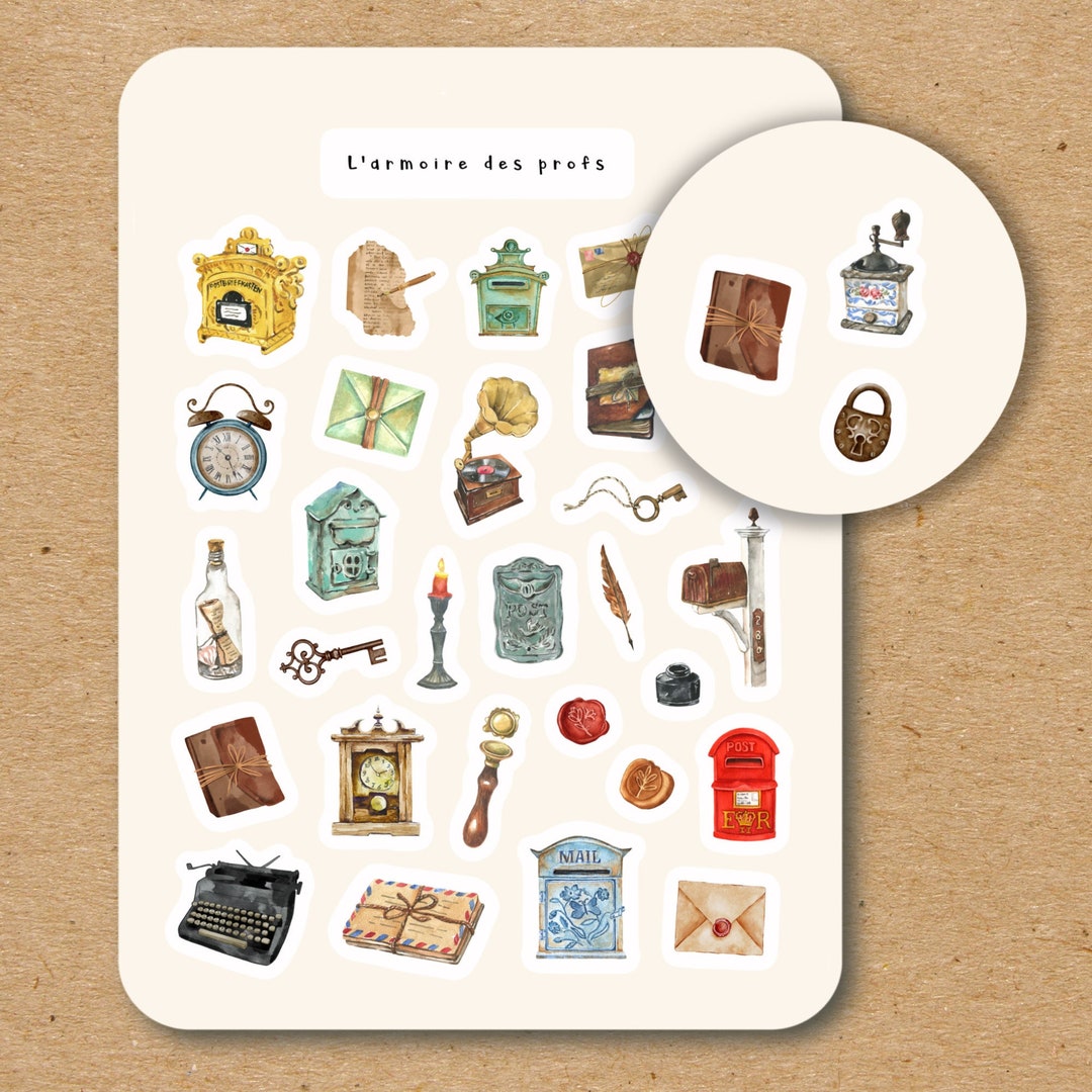 VINTAGE MAIL Theme Sticker Sheet / Vintage Planner & Journal Sticker ...