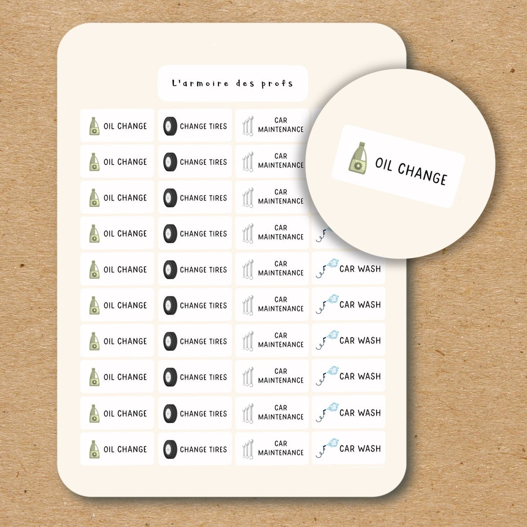 CAR MAINTENANCE Planner Stickers / Car Functional Stickers / Oil Change ...