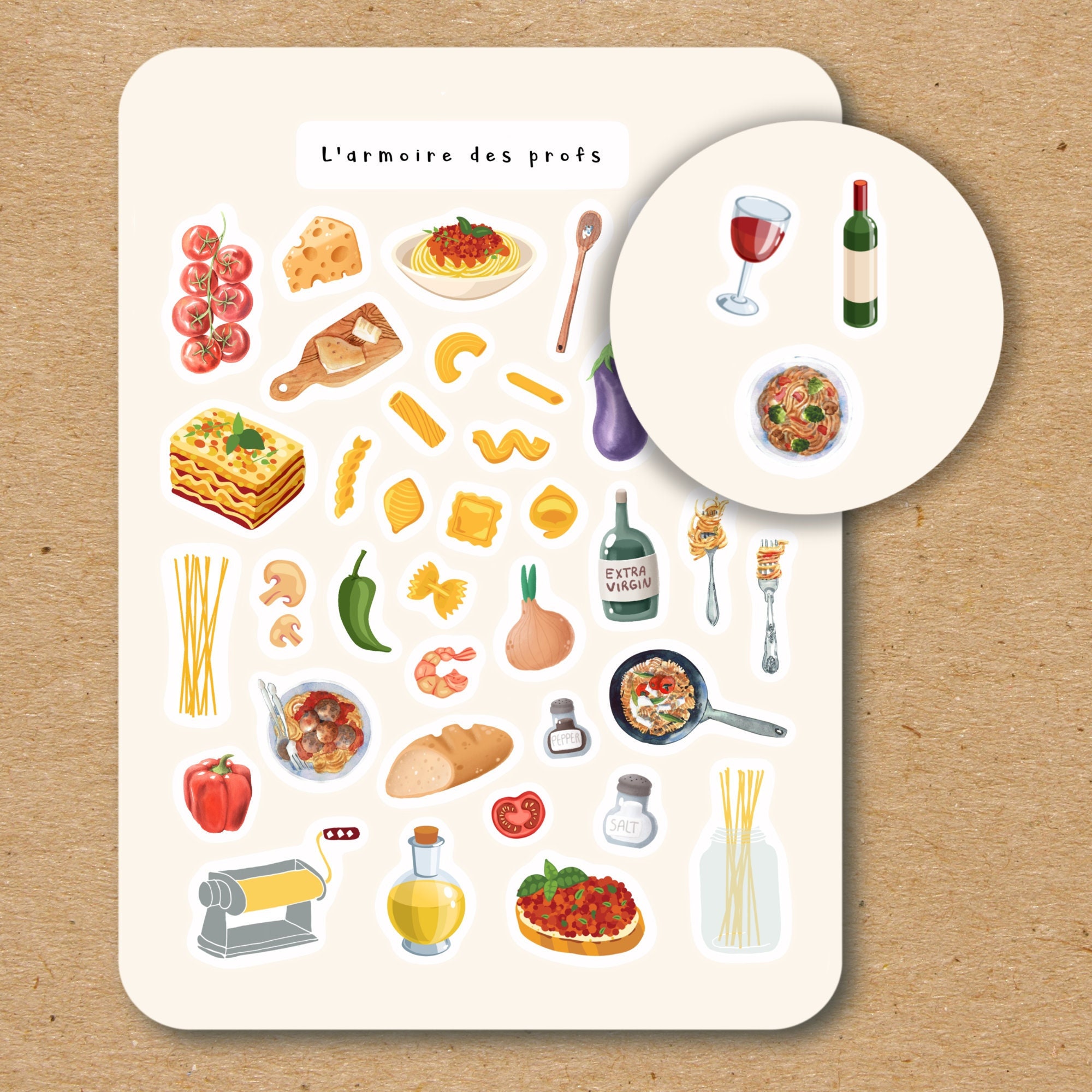 PASTA Sticker Sheet / Food Planner Stickers / Planner & Bullet - Etsy