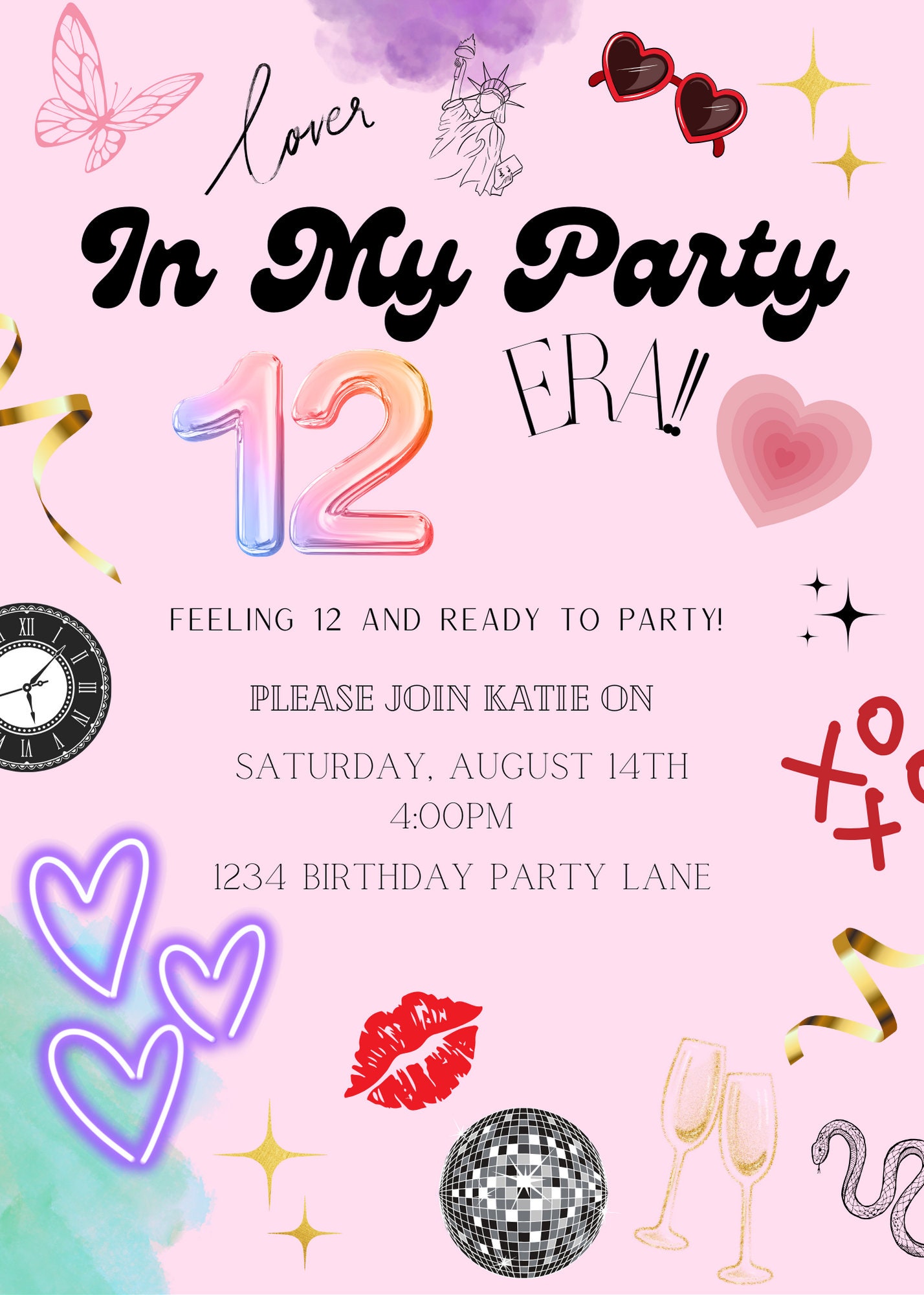 In My Party Era | Taylor Swift Theme| Eras | Digital Template - Etsy
