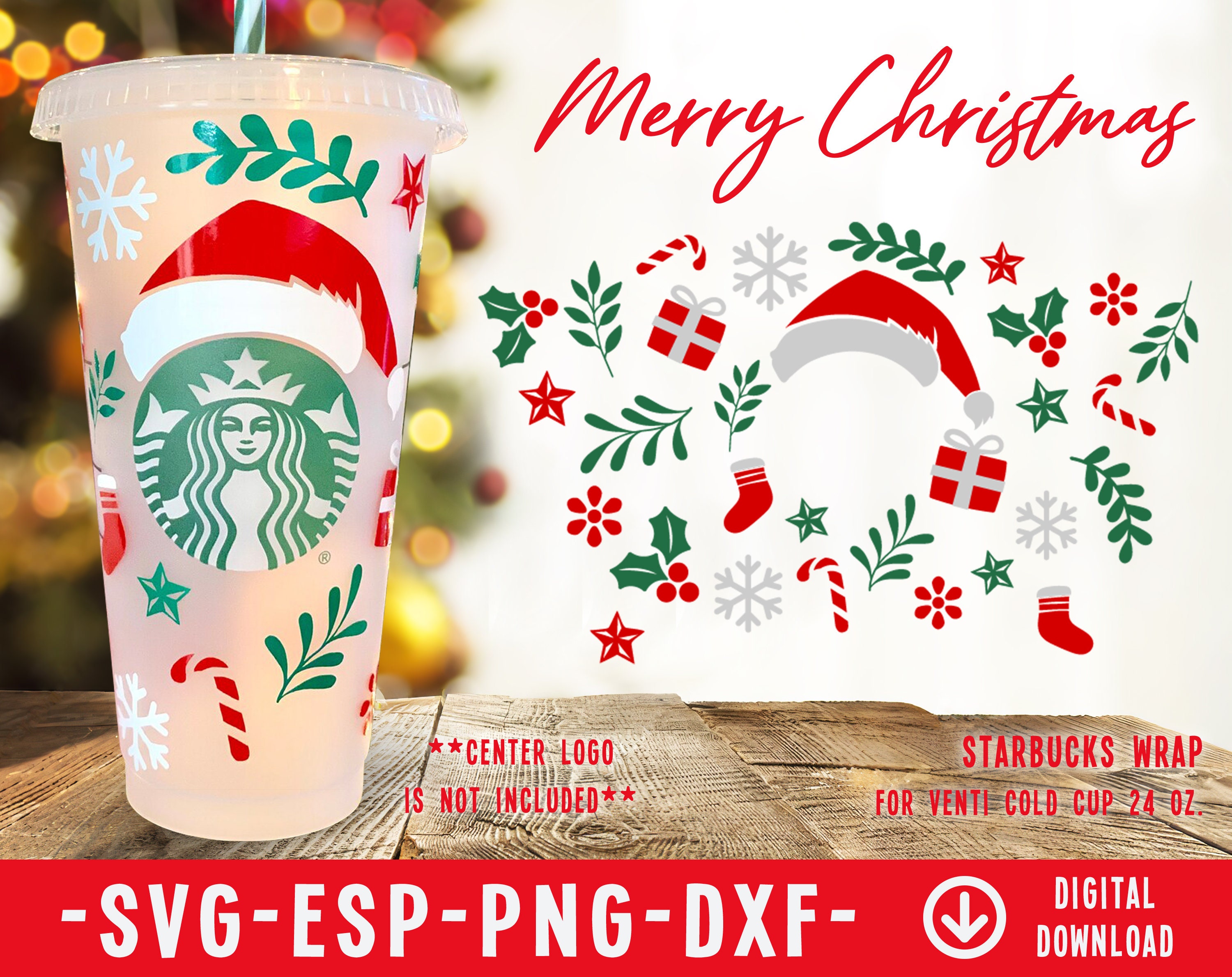 Seamless Full Wrap Christmas Elf Starbucks Cup SVG Cute Christmas elf ...