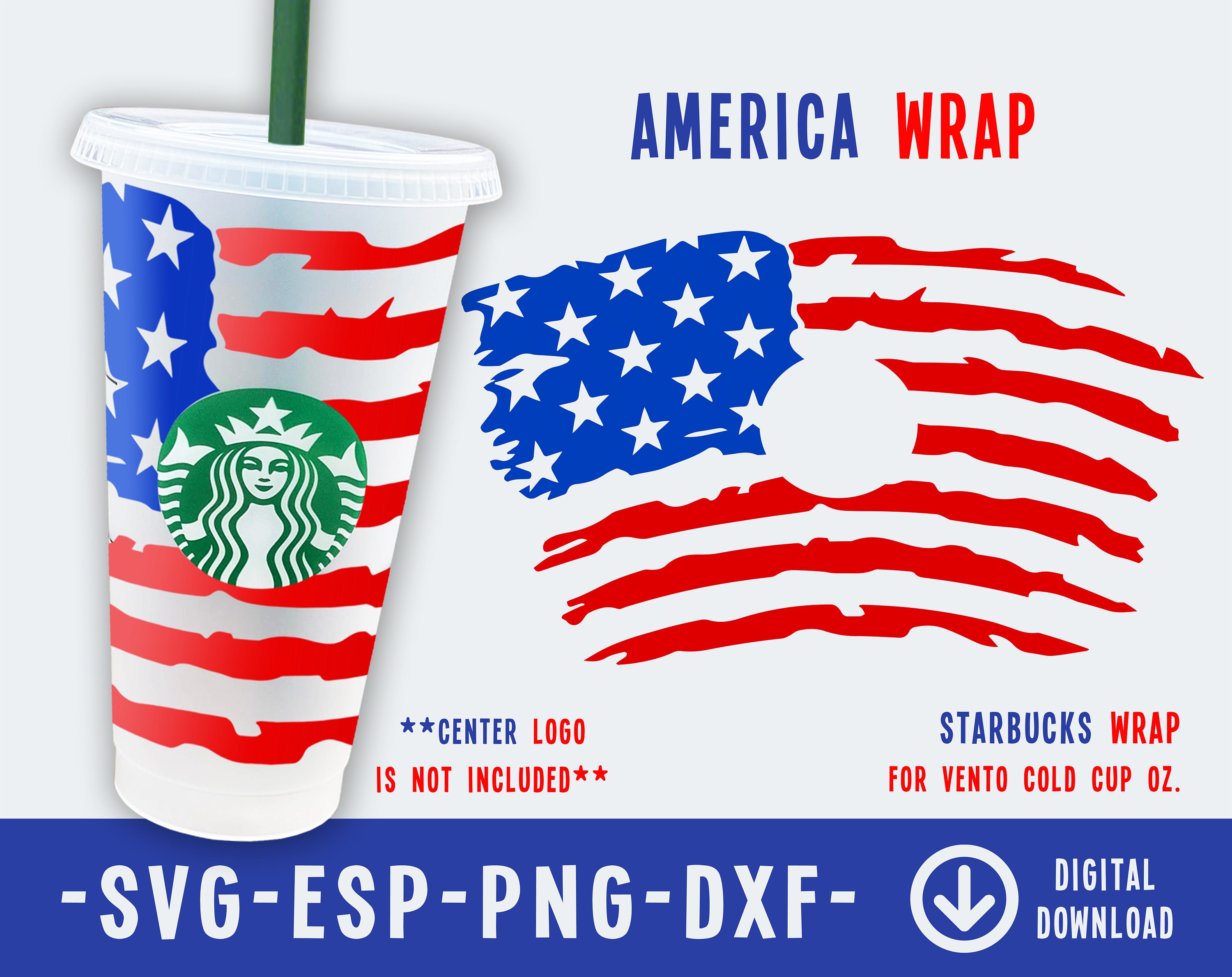 America Flag Starbucks Cold Cup SVG Full Wrap for Starbucks | Etsy