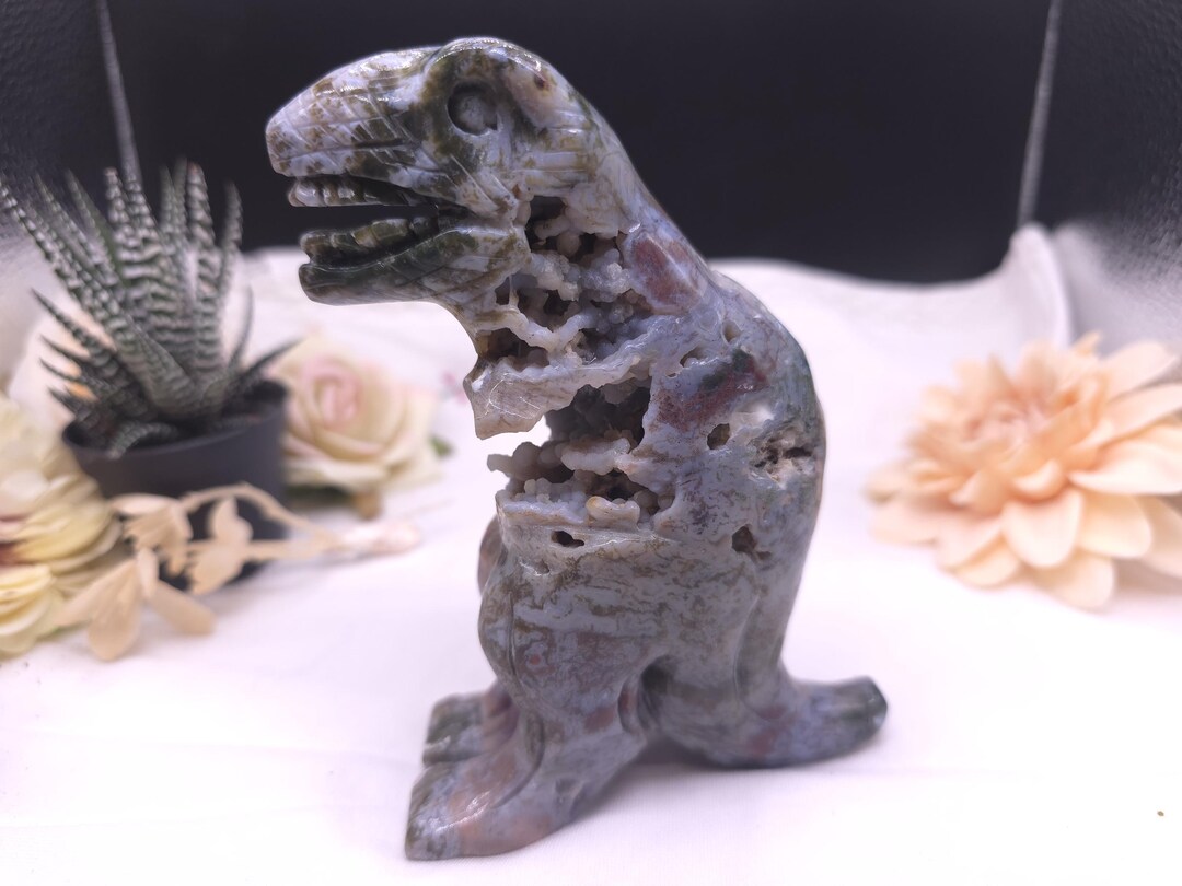 Jasper Mixed Moss Agate T-rex Dinosaur - Etsy