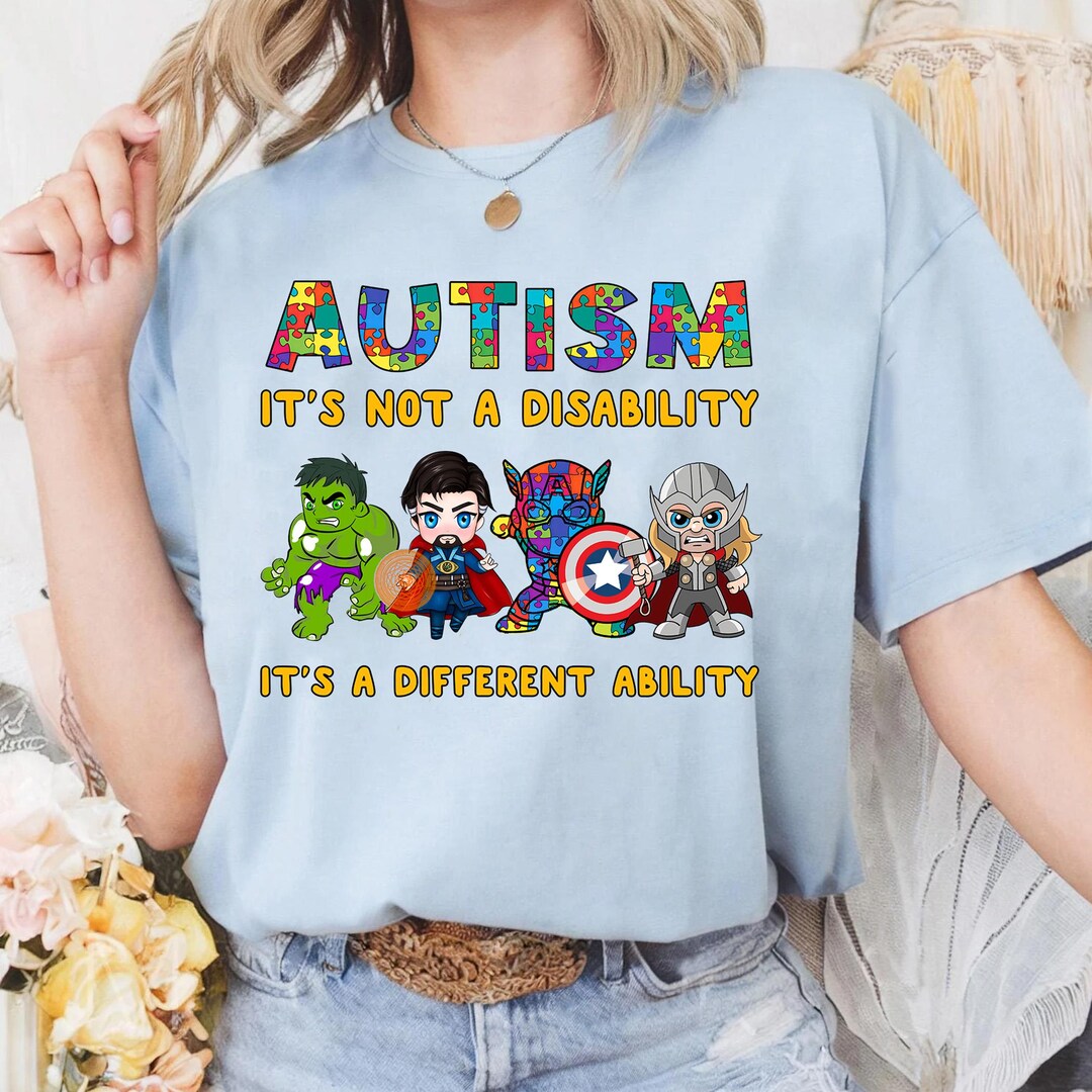 Avengers Autism Superheroes Shirt, Autism It's Not a Disability It's a ...