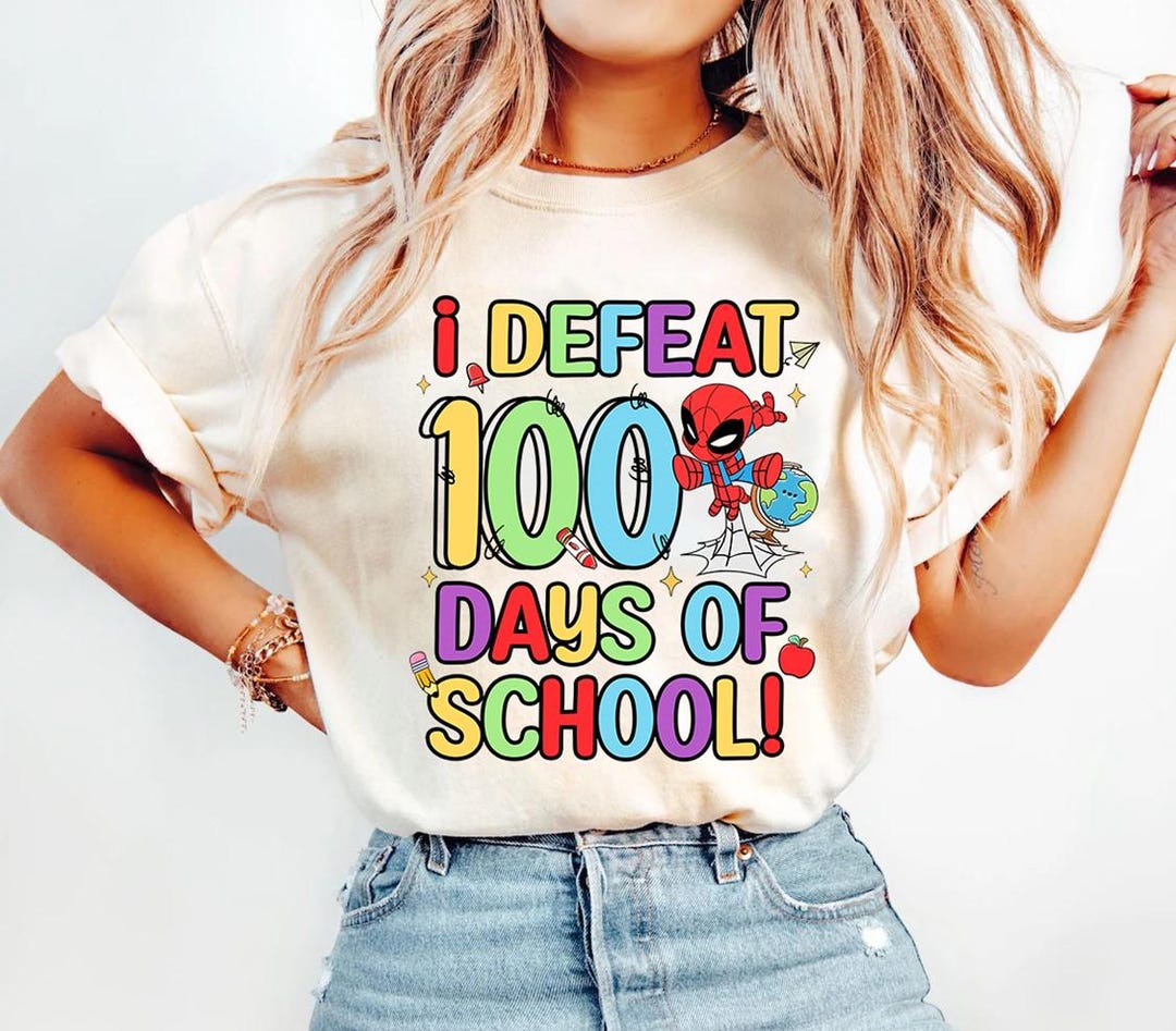 Superhero I Defeat 100 Days of School Shirt, Avenger Spider Man 100 ...