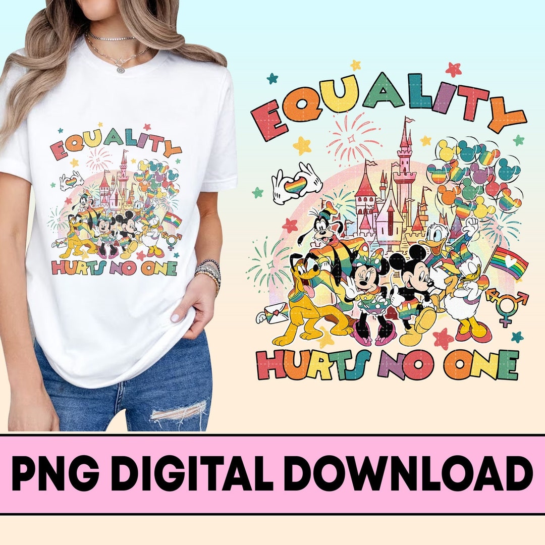 Equality Hurts No One Mickey and Friends Rainbow LGBT Png, Disneyland ...