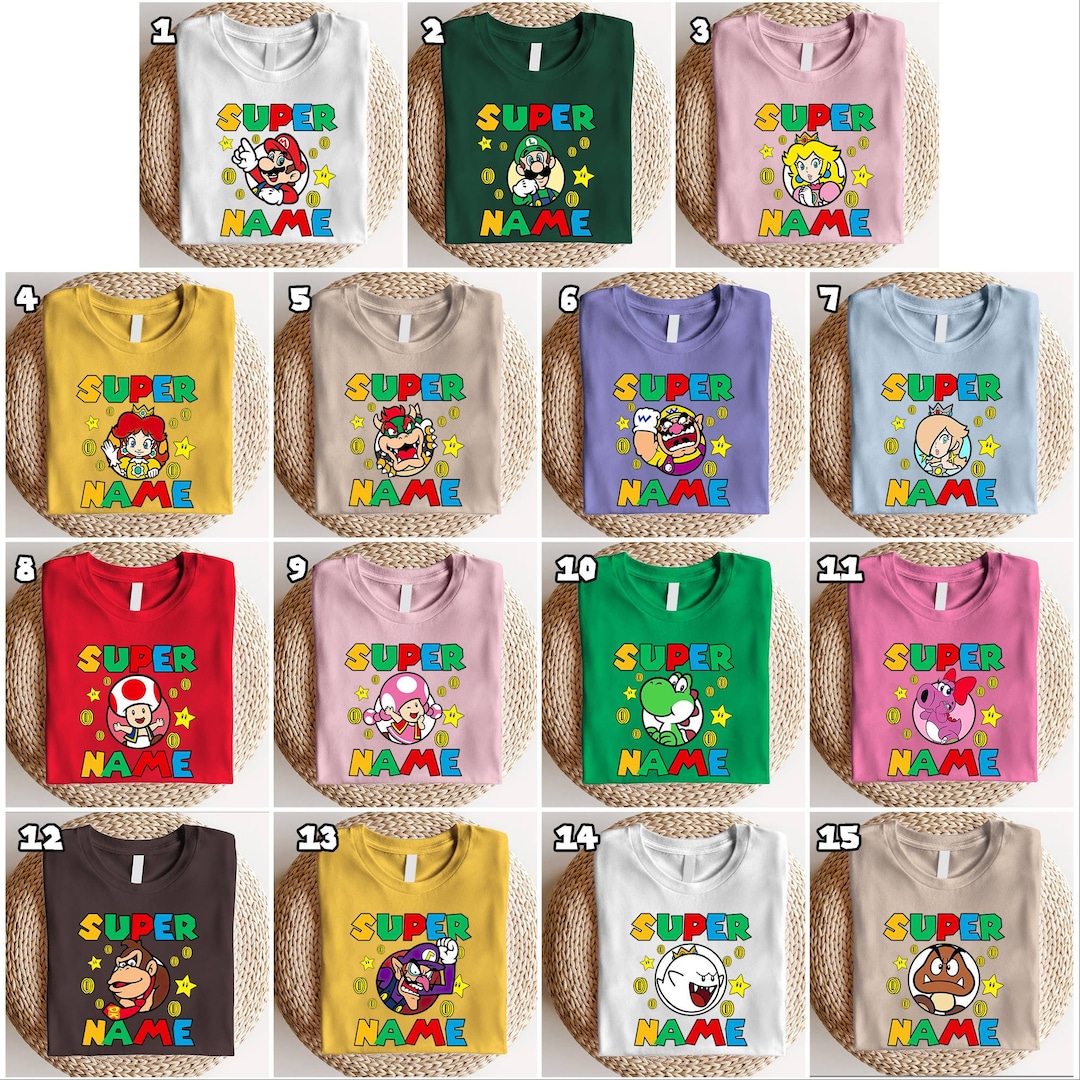 Personalized Super Mario Vintage Shirt, Custom Mario Characters Shirt ...