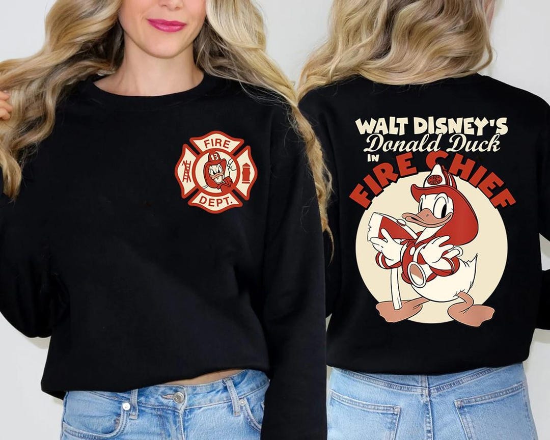 2-sided Donald Duck Fire Chief Shirt, Disneyland Firefighter Tee ...