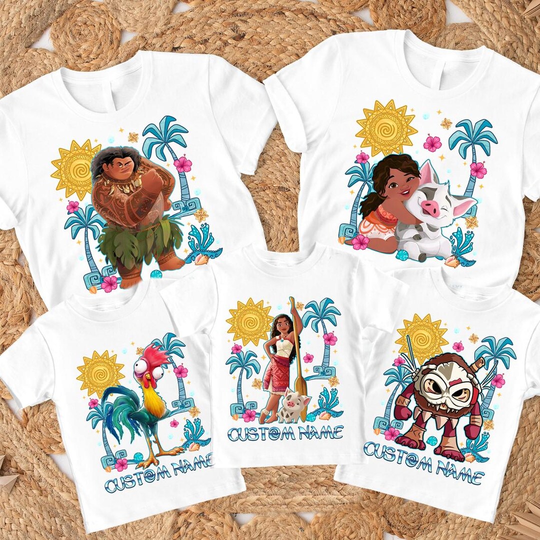 Personalized Disneyland Moana 2 Characters Shirt, Moana Maui Hei Hei ...