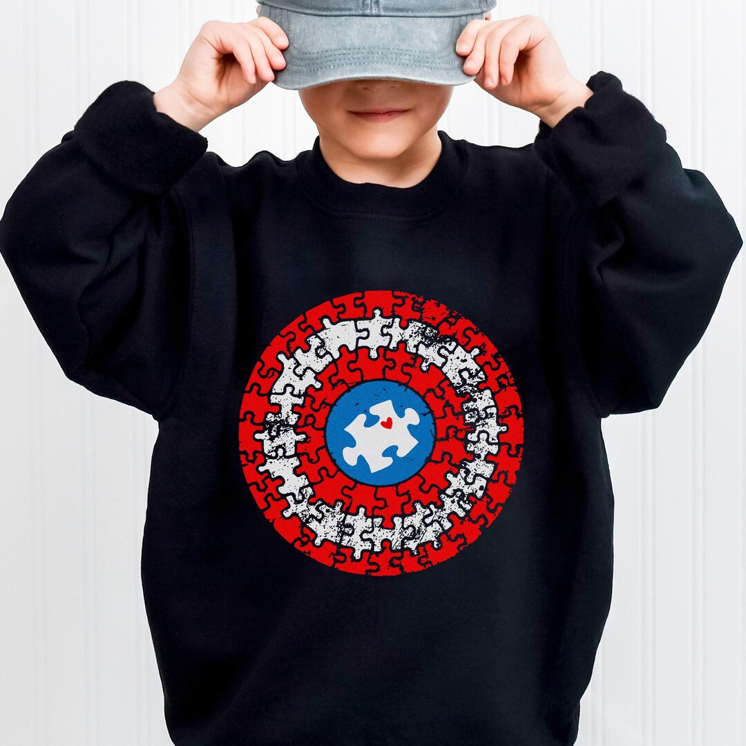 Captain Autism Puzzle Superhero Shield Shirt, Autism Awareness Gifts ...