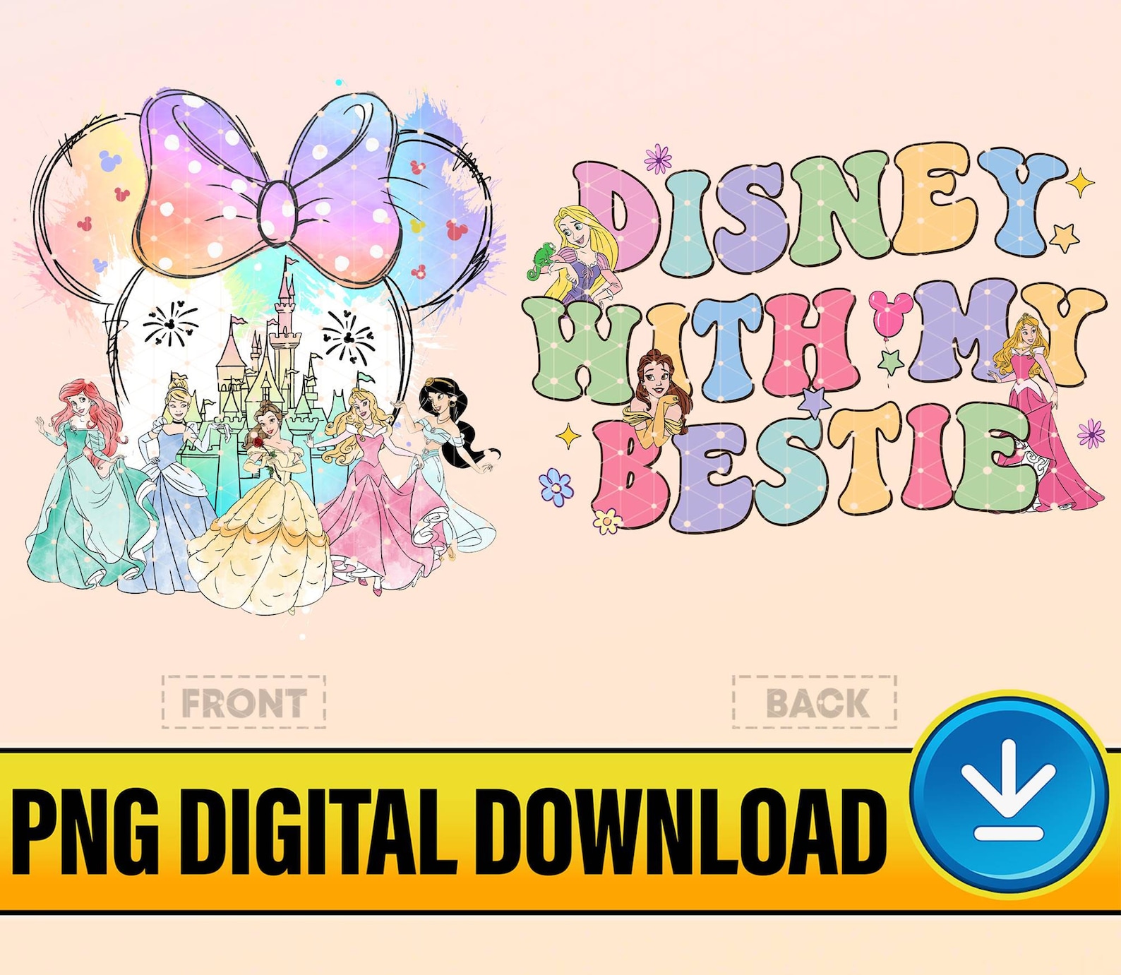 Disneyland Princess With My Bestie Png, Disneyland Girl Vacation Png ...