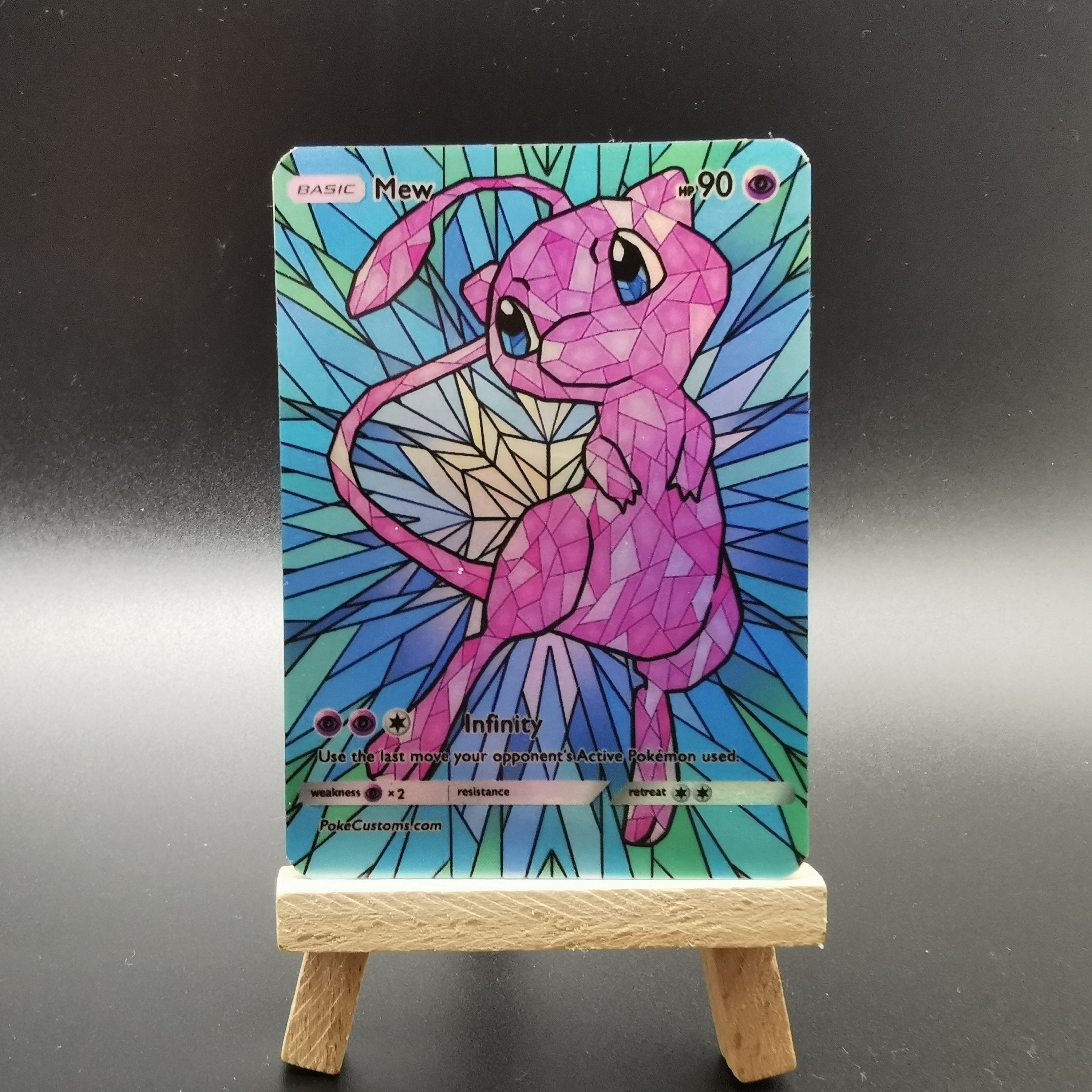 Mew Stained Glass Art Custom Pokemon Card | Etsy